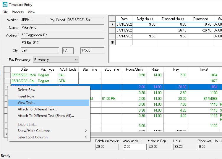 Timecard Color Codes